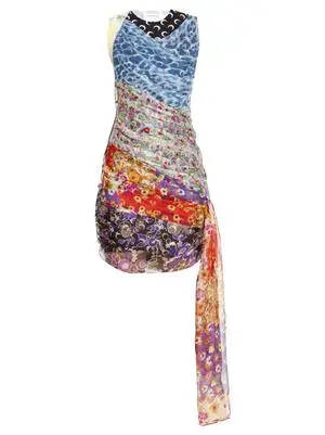 MARINE SERRE Patchwork Pattern Mini Dress - Multicolor