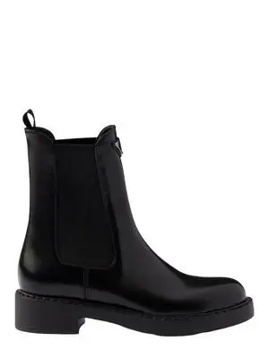 Prada Round-toe Ankle Boots - Black