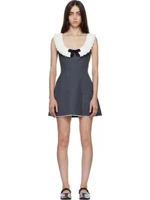 SHUSHU/TONG Sleeveless Dress With Ruffled Spoon Collar And Bow Applique - Black