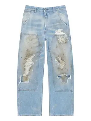 MAISON MARGIELA Distressed Light Wash Denim Jeans - Blue