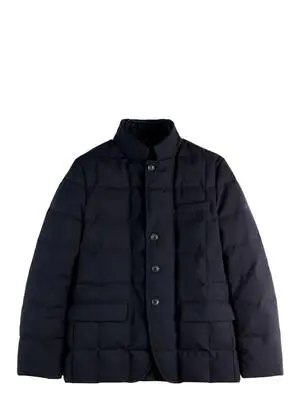 FAY Fay Quilted Button-Up Jacket With Concealed Zip And Flap Pockets Blue