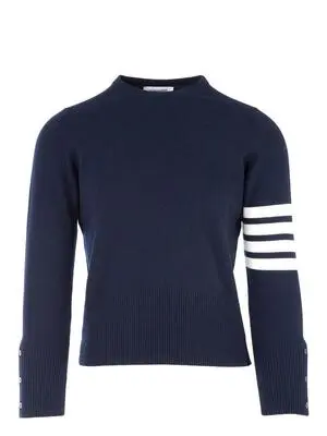 Thom Browne 4-bar Crewneck Pullover - Navy Blue