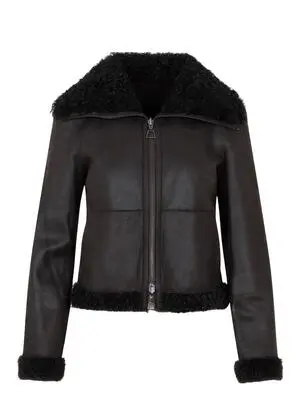 Akris Shearling-collar Leather Jacket - Black