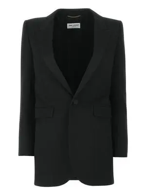 Saint Laurent Single-breasted Peak Lapel Blazer - Black