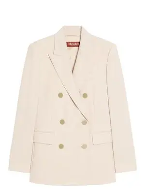 Max Mara Wool Satin Crêpe Double-breasted Blazer - White
