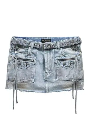 Balenciaga Cagole Mini Denim Skirt - Gray