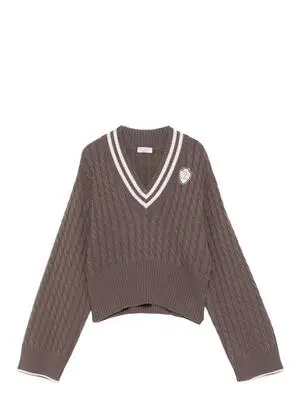 Brunello Cucinelli Brunello Cucinelli Cable-Knit V-Neck Sweater Cdf07