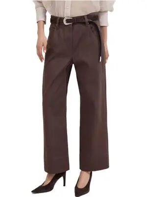 Brunello Cucinelli Belted Cotton Trousers - Red