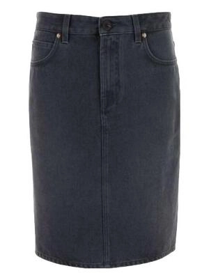 Miu Miu Denim Skirt With Back Slit Detail - Grey