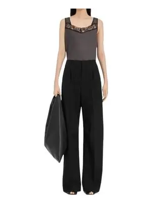 MAISON MARGIELA Wide-leg Trousers With Raw Edge Waistband - Black