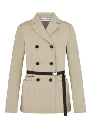 Dior Double Breasted Belted Fitted Jacket - Nude