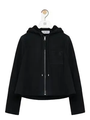 Loewe Shearling Zip-up Hooded Jacket - Black