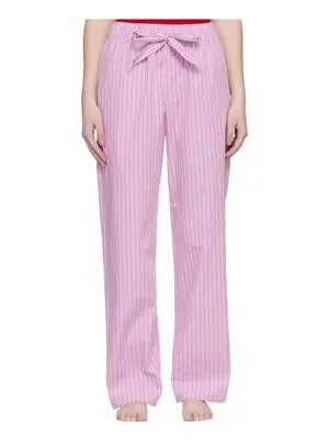 TEKLA Drawstring Striped Pajama Pants - Purple Pink
