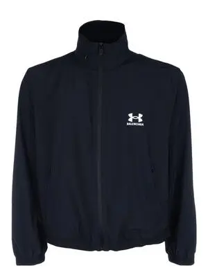 Balenciaga Logo Printed Zip-up Windbreaker - Black
