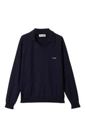 MIU MIU Miu Miu Logo Embroidered Polo Jumper
