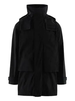 Dsquared2 Logo Print Hooded Mid-length Coat - Black