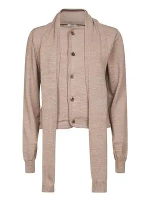 LEMAIRE Lemaire Buttoned Knitted Cardigan With Integrated Scarf