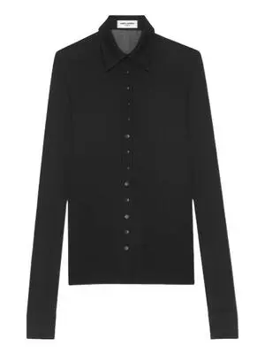 Saint Laurent Semi-sheer Buttoned Shirt - Black