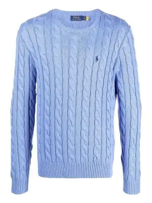 Polo Ralph Lauren Embroidered Cable Knit Jumper - Blue