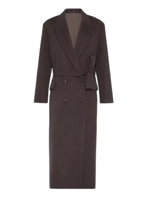 Brunello Cucinelli Brunello Cucinelli Double-Breasted Long Sleeved Coat Dark Brown