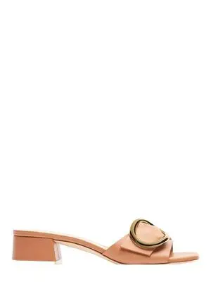 STUART WEITZMAN Stuart Weitzman Horn Heel Mules With Round Buckle