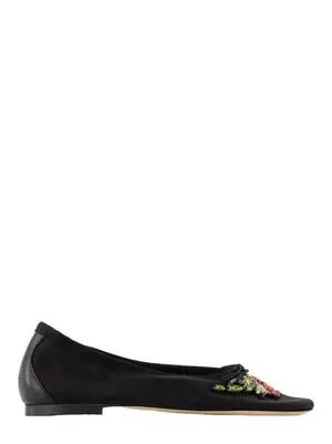 Simone Rocha Floral Embellished Mesh Ballet Flats - Black