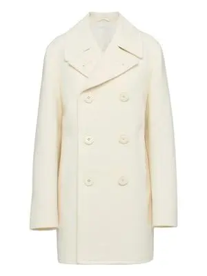 Prada Double-breasted Long-sleeved Coat - Ivory