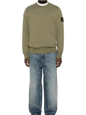 Stone Island Logo Patch Crewneck Sweatshirt - Gray
