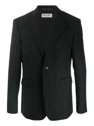Saint Laurent Pinstriped Buttoned Blazer - Black