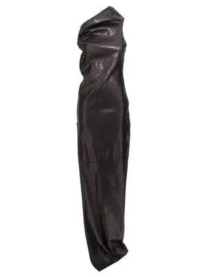 Rick Owens Asymmetrical Neck Sequined Maxi Dress - Black