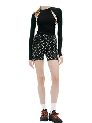 MARINE SERRE All Over Moon Print Elastic Waist Shorts - Black