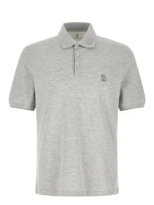Brunello Cucinelli Brunello Cucinelli Logo Detailed Short-Sleeved Polo Shirt Grey