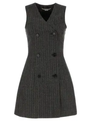 Stella McCartney Sleeveless Double-breasted Pinstripe Dress - Black