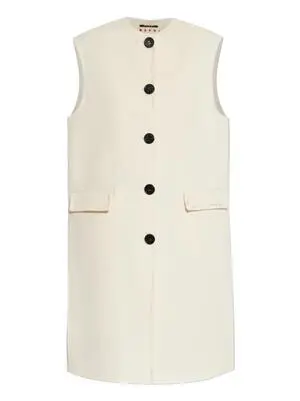 Marni Sleeveless Crewneck Gilet With Decorative Stitching - White