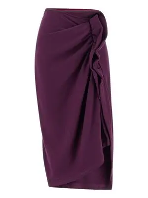 Dries Van Noten Dries Van Noten Asymmetric Jersey Midi Skirt Red