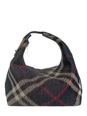 Burberry Check Pattern Zipper Handbag - Black