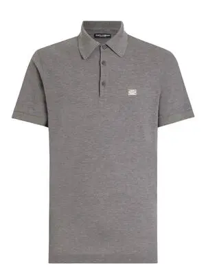 Dolce & Gabbana Dolce  Gabbana Logo Tag Polo Shirt Gray