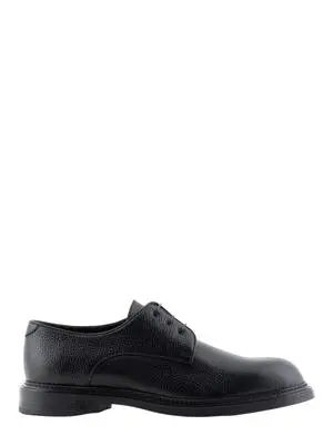 Emporio Armani Lace Up Round Toe Leather Shoes - Black