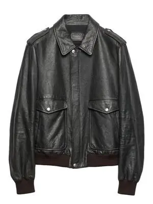 Prada Long-sleeved Leather Jacket - Black