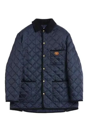 Valentino Garavani Quilted Long Sleeve Jacket With Logo Detail - Navy Blue
