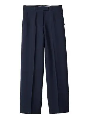 Miu Miu Miu Miu Tailored Trousers With Embroidered Logo Navy