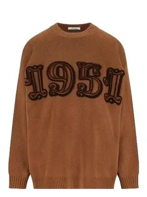 Max Mara Contrast Logo Knitted Sweater - Brown