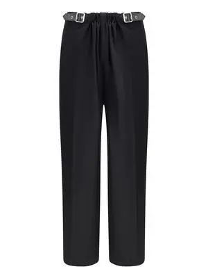 LOEWE Loewe Belted Trousers With Straight Leg And Embossed Leather Patch