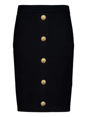 Balmain Button Detailed Pencil Skirt - Black