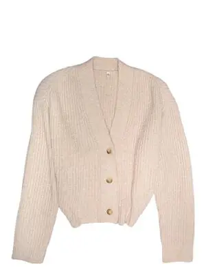R13 R13 Ribbed Cardigan With Y-Neck And Slit Hem