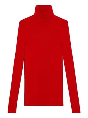 Gucci Logo Embroidered Roll Neck Jumper - Red