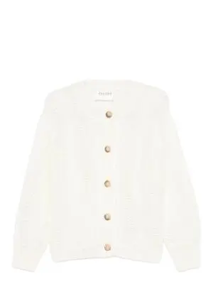 Closed Crew-neck Cardigan With Button Closure - No