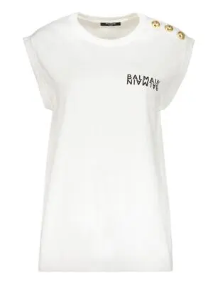 Balmain Logo Detailed Sleeveless Tank Top - White