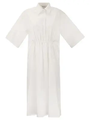 Max Mara Gathered Drawstring Dress - White