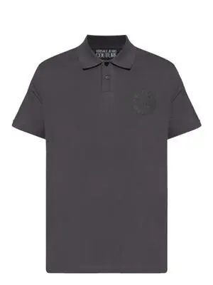 Versace Logo Print Short-sleeved Polo Shirt - Grey